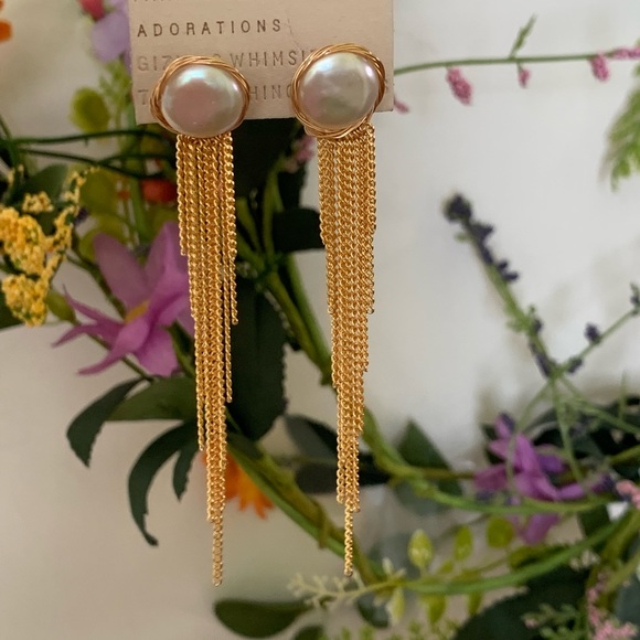 Anthropologie | Jewelry | Anthropologie Pearl Topper Fringed Drop ...
